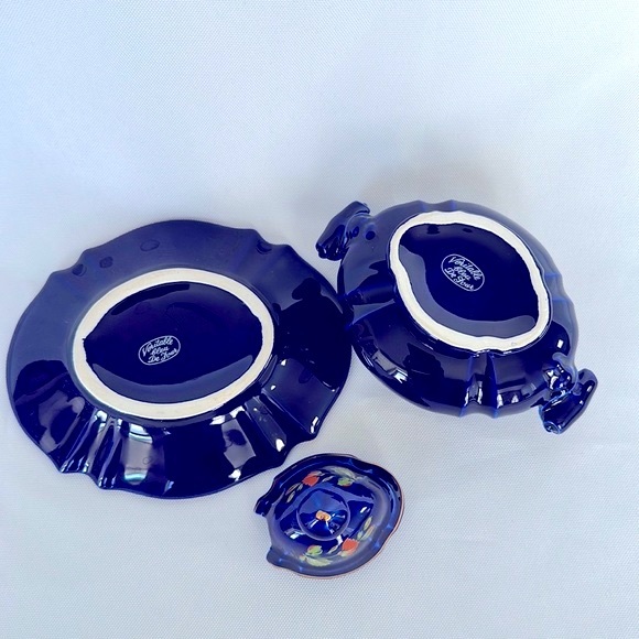 Dining | Vtg Italian Veritable Bleu De Four Sugar Condiment Bowl Cobalt ...